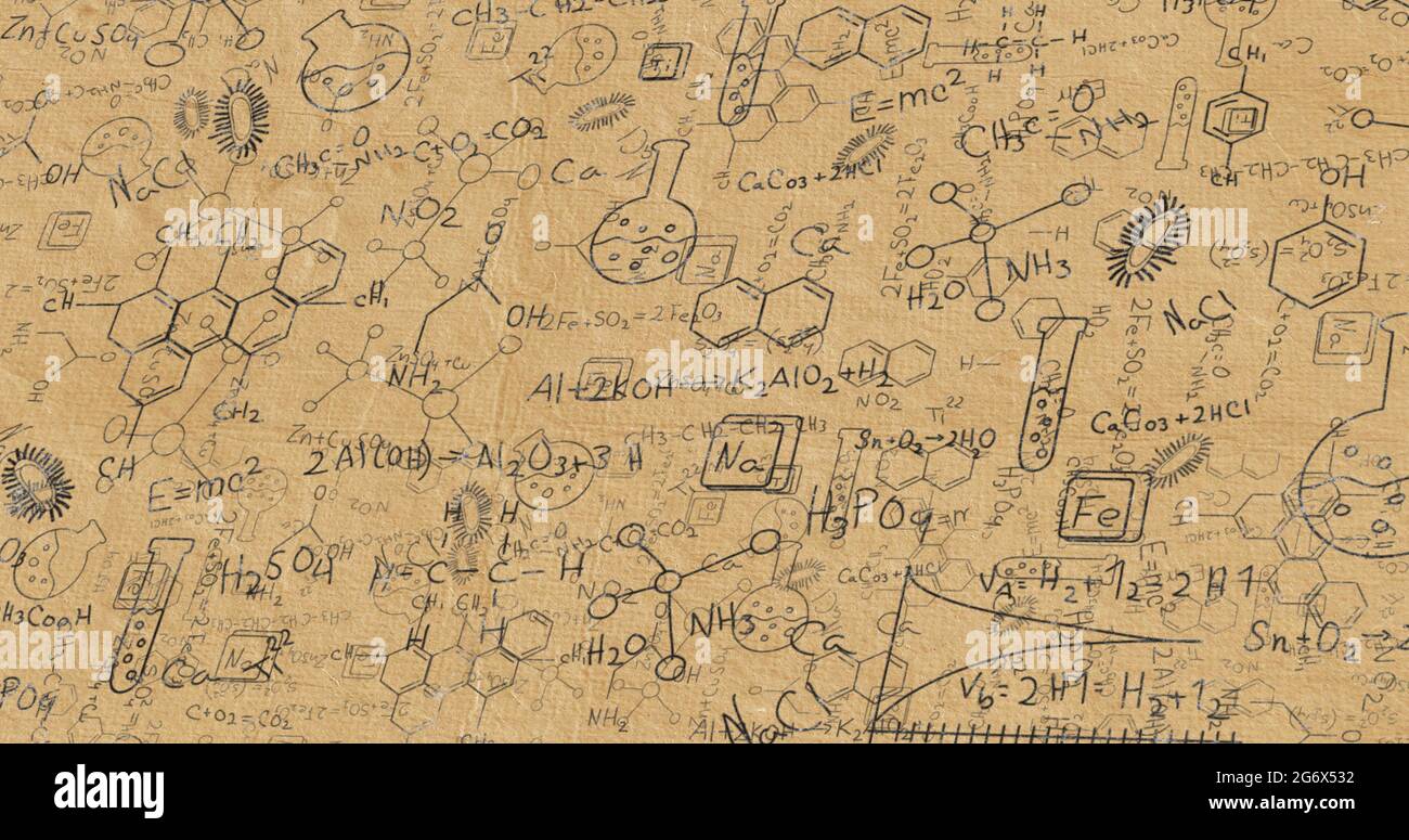 Image of black structural formulae of chemical compounds on paper Stock ...