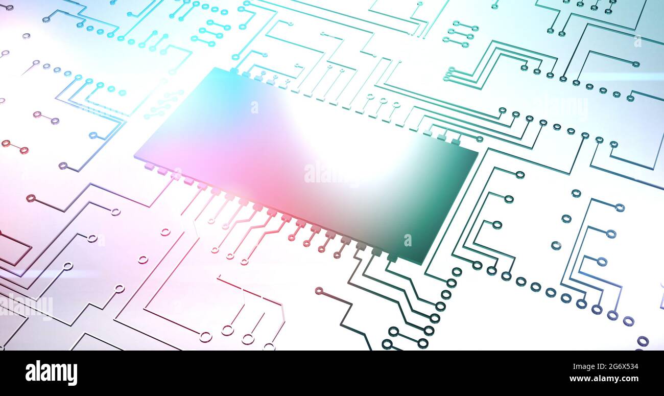 Image of computer circuit board elements over white background Stock ...