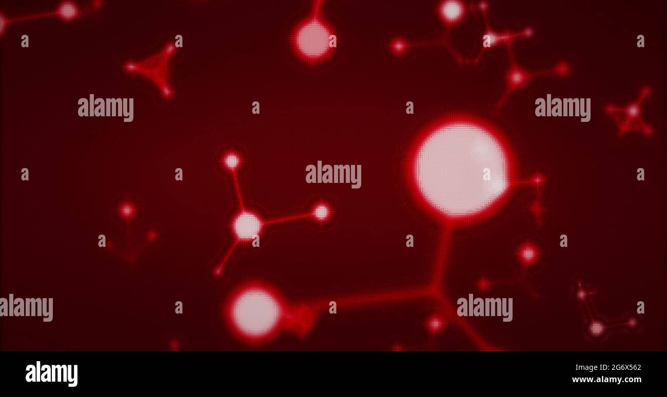 Image of multiple 3d glowing red molecules moving and spinning Stock ...