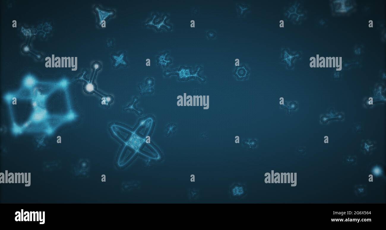 Image of multiple 3d glowing turquoise molecules Stock Photo - Alamy