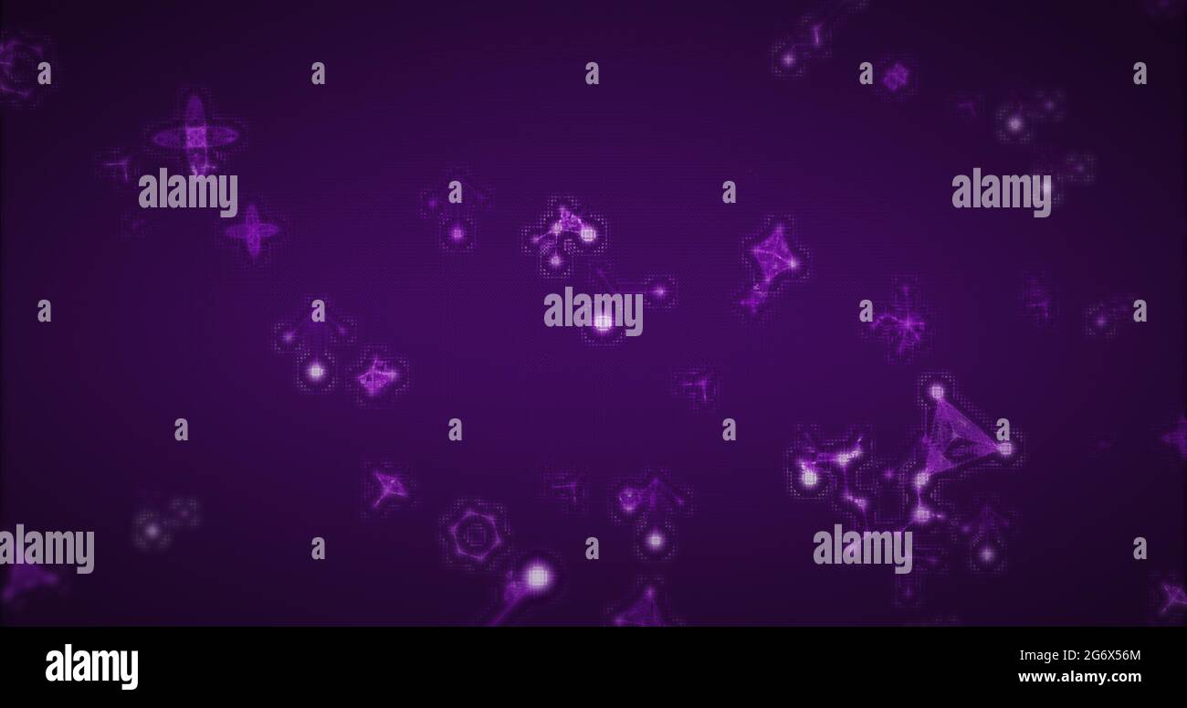 Image of multiple 3d purple glowing molecules Stock Photo - Alamy