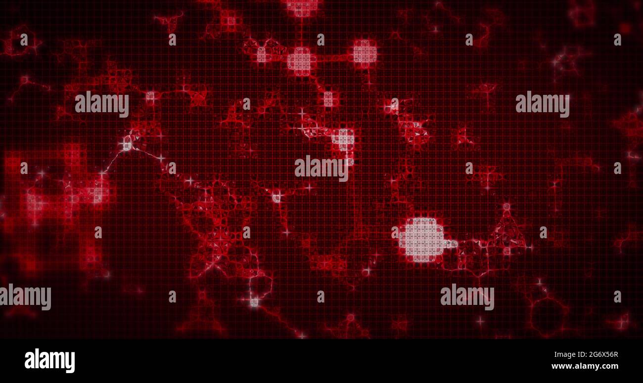 Image of multiple 3d glowing pixelated red molecules Stock Photo - Alamy