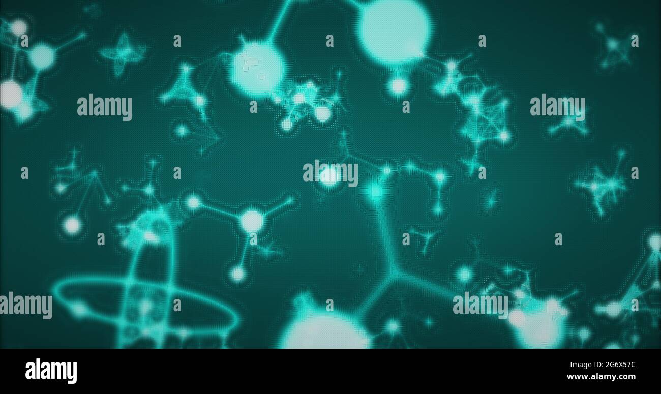 Image of multiple 3d glowing turquoise molecules Stock Photo - Alamy