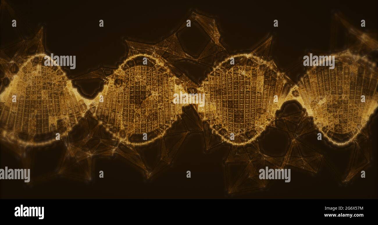 Image of a digital glowing pixelated orange 3d double helix DNA Stock ...