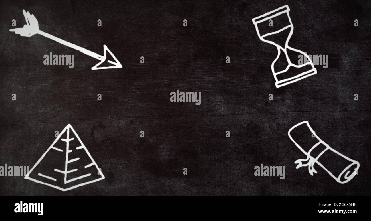 Image of multiple white pictograms on a black background Stock Photo ...