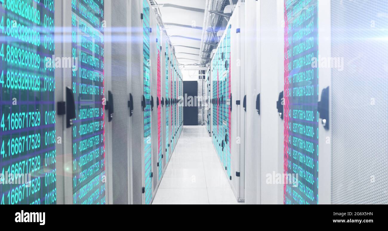 Fingerprint scanner and data processing over server room Stock Photo ...