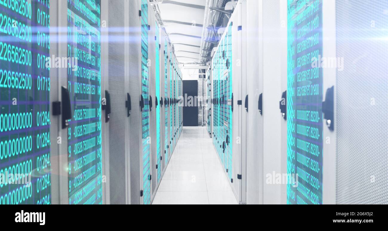 Fingerprint scanner and data processing over server room Stock Photo ...