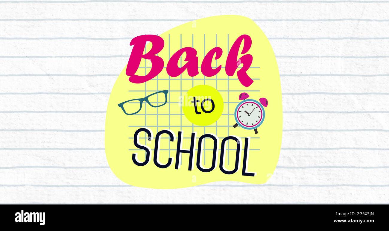 Image of Back to School written in pink and black on a yellow form on ...