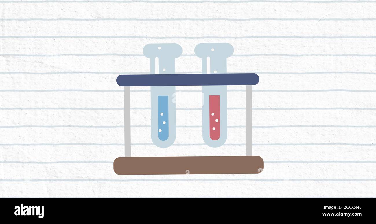 Image of two test tubes with blue lines on a white background Stock ...