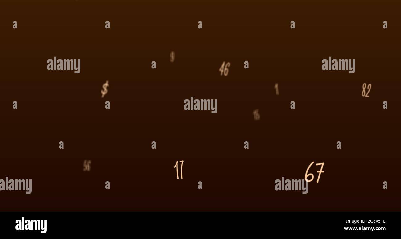 Random numbers, figures, and symbols floating upwards in a vast empty ...