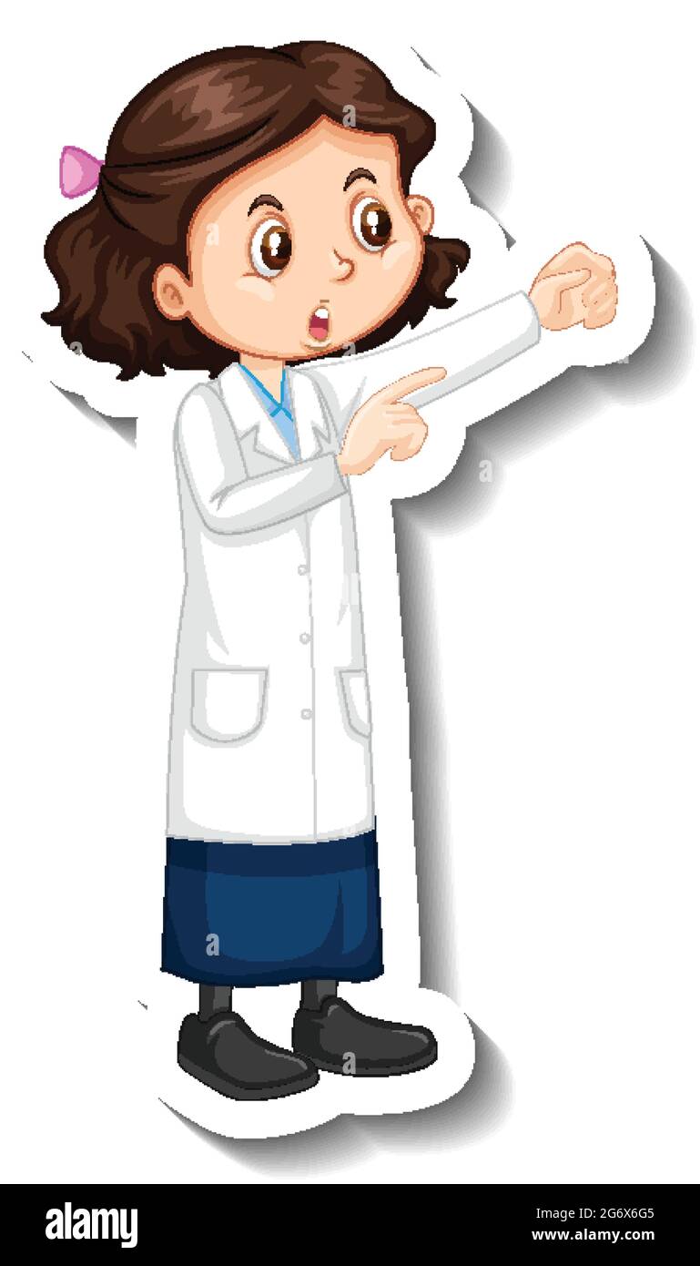 Scientist girl cartoon character in standing pose illustration Stock ...