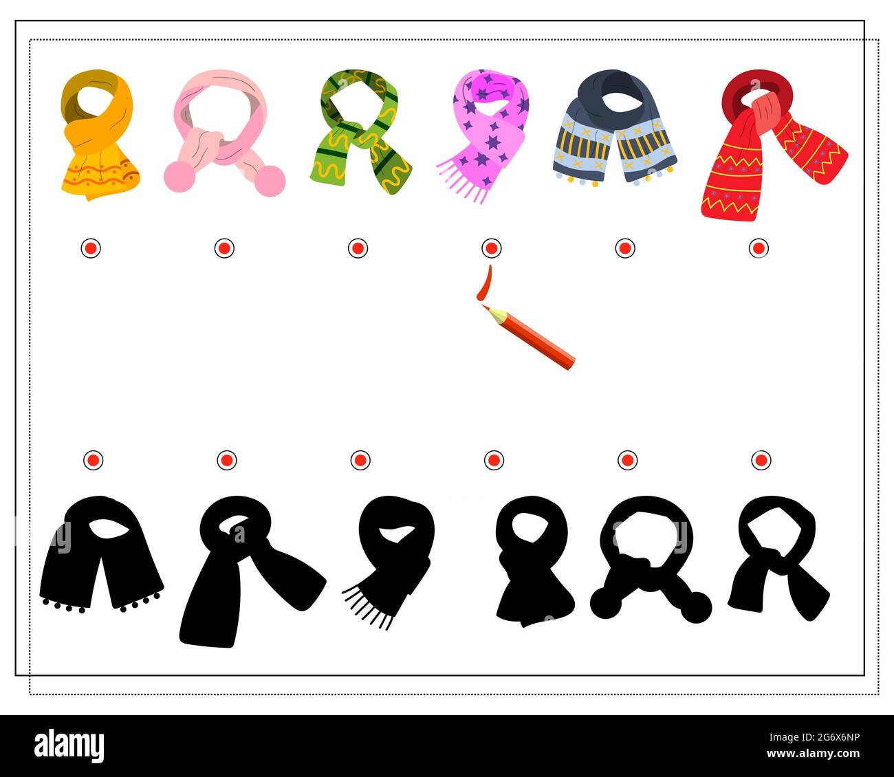 A logical game for children. find the right shade, winter scarves of ...