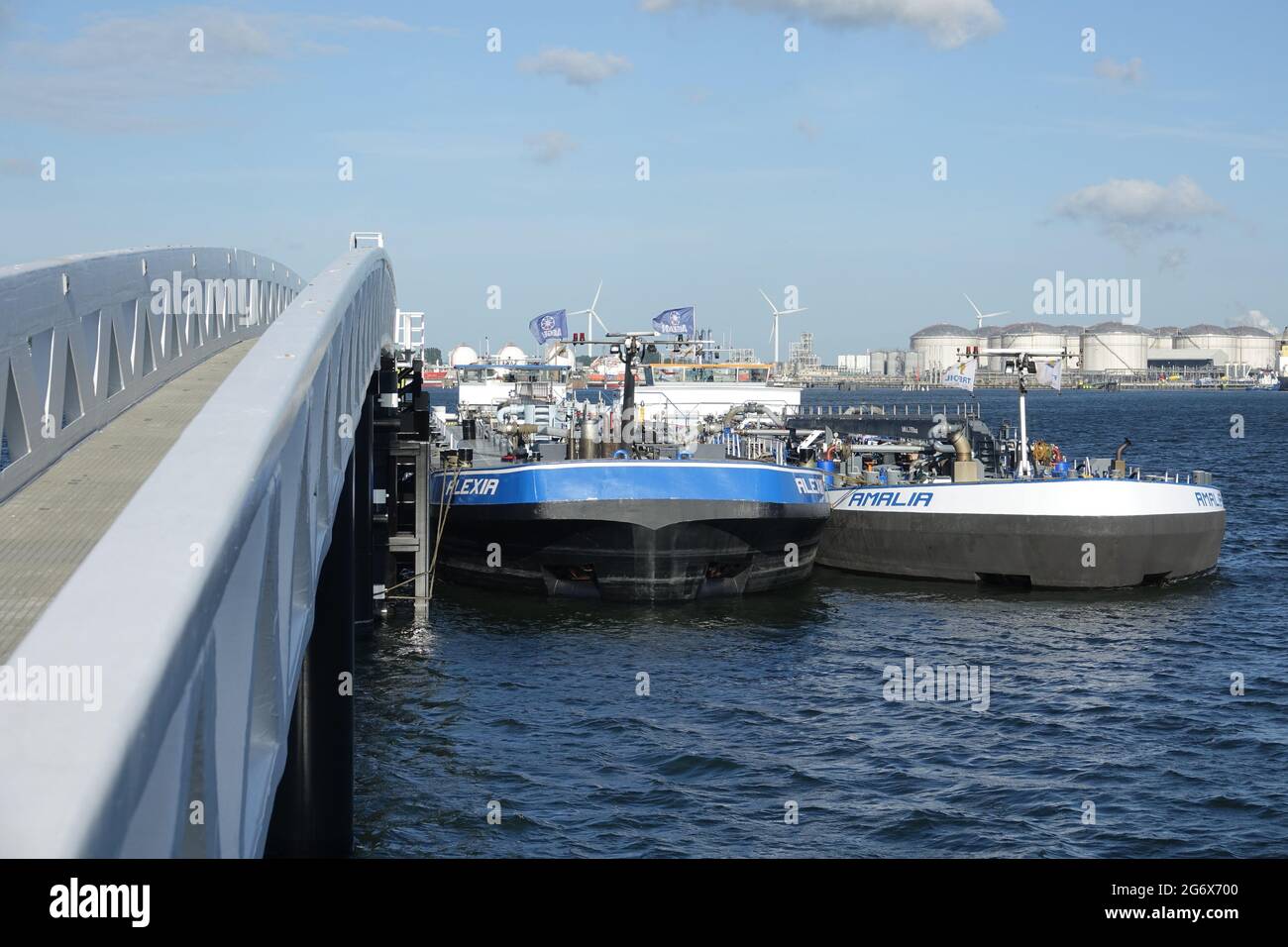Inland tankers barges at Europoort Stock Photo - Alamy