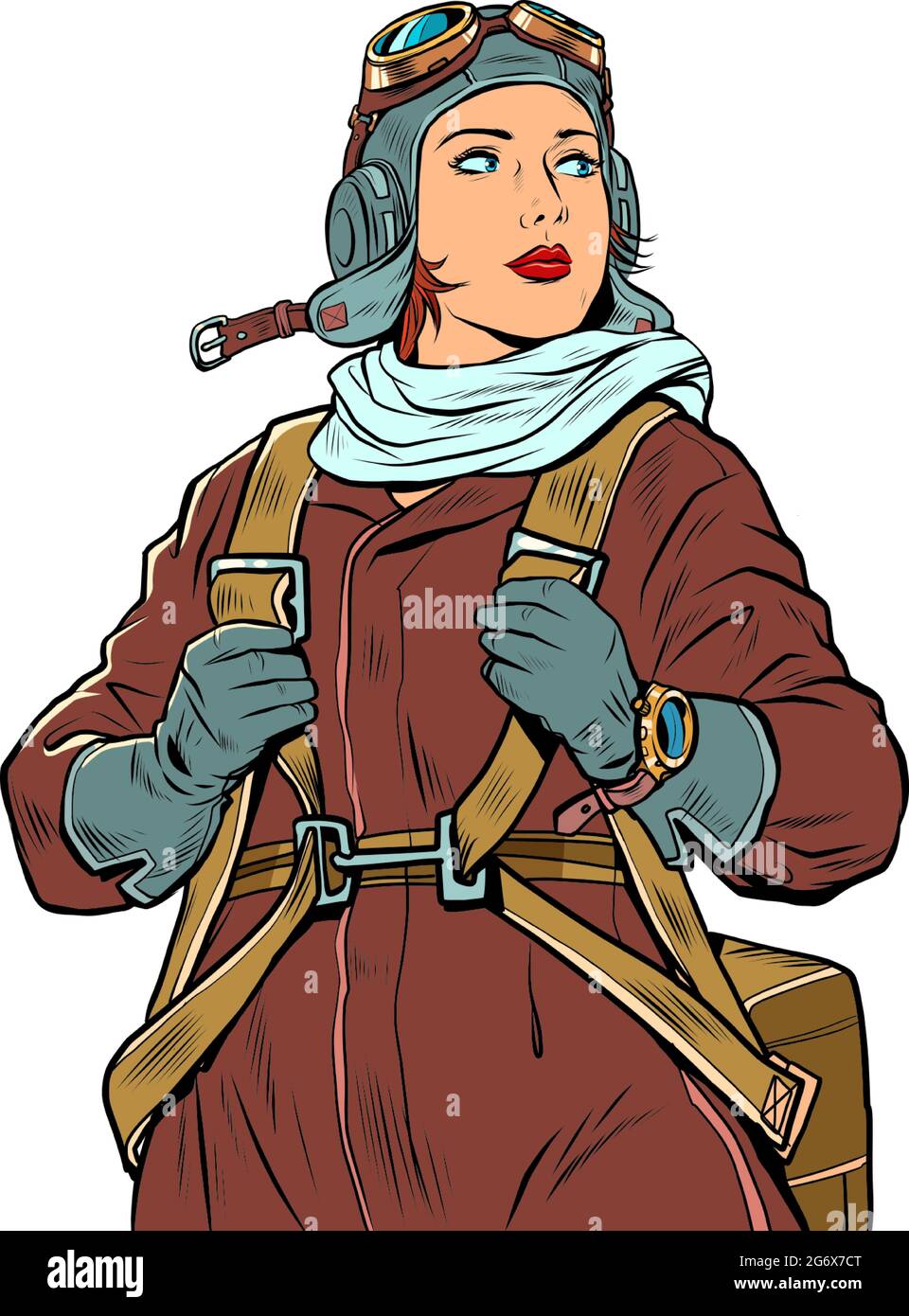 female retro pilot. professional military pilot Stock Vector Image ...