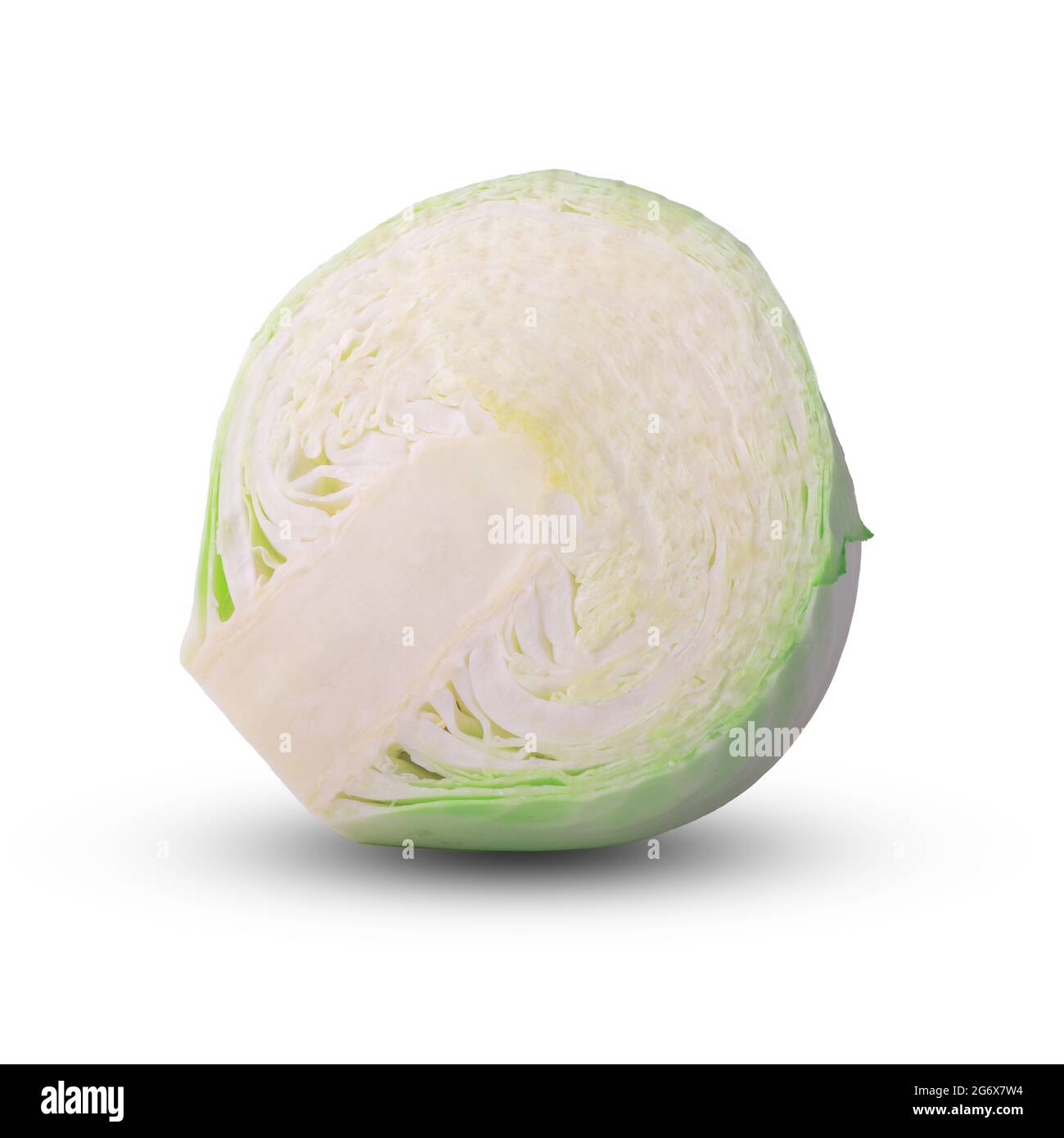 One half cabbage vegetable isolated on white background. Macro very ...