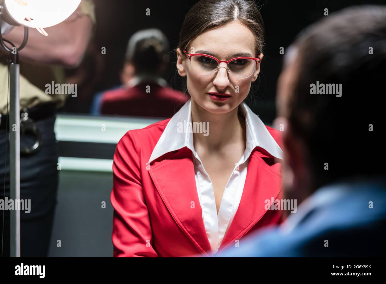 Female detective interrogation hi-res stock photography and images - Alamy