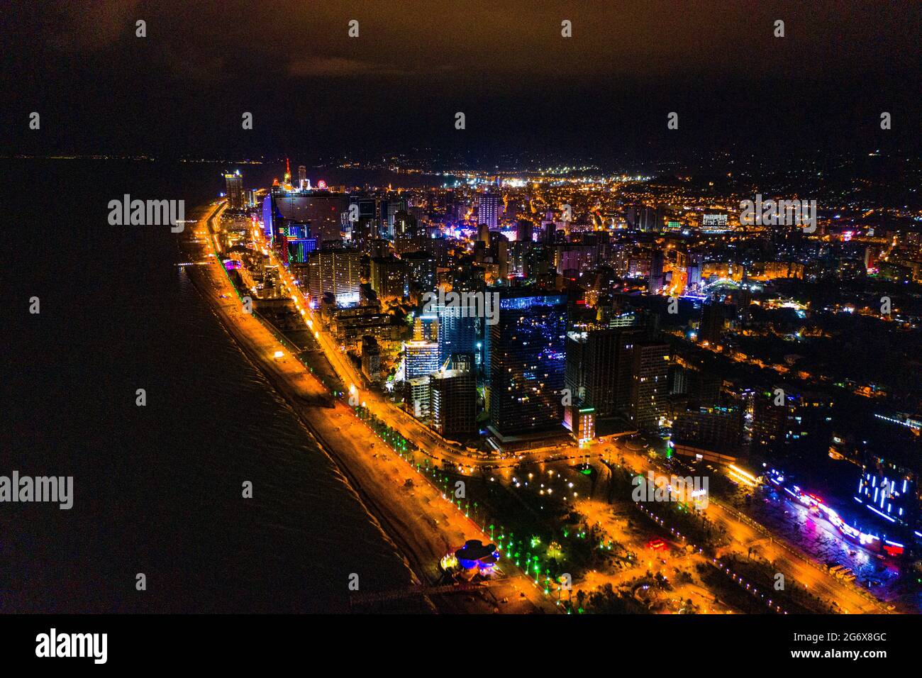 View of the night city from a drone Stock Photo - Alamy