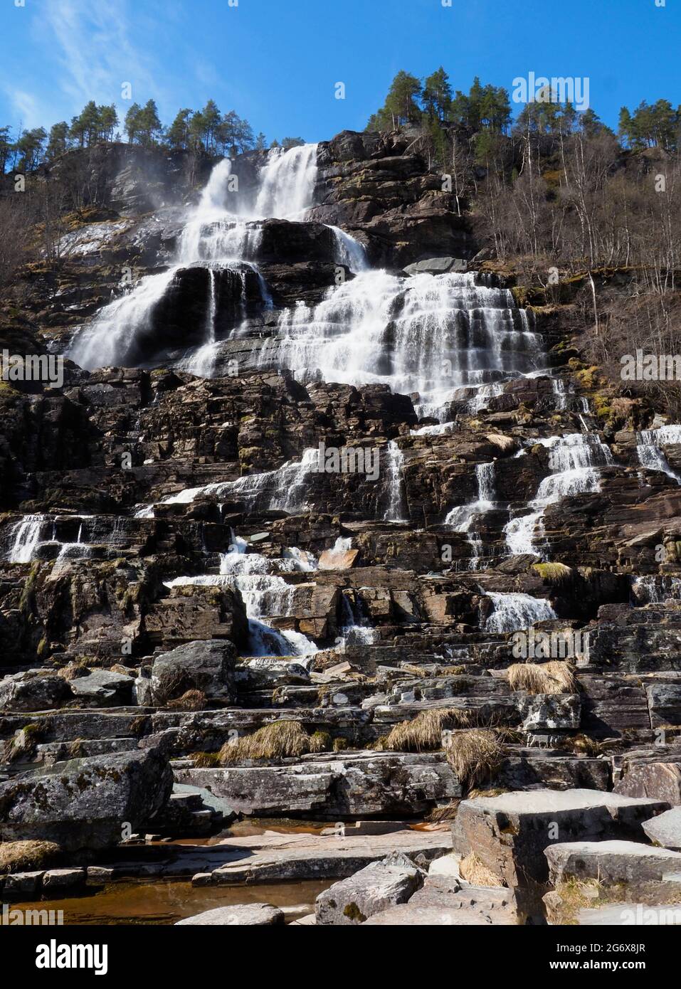 Tvindefossen waterfall and nature reserve near Voss in Norway Stock ...