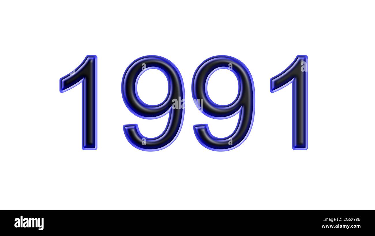 blue 1991 number 3d effect white background Stock Photo - Alamy
