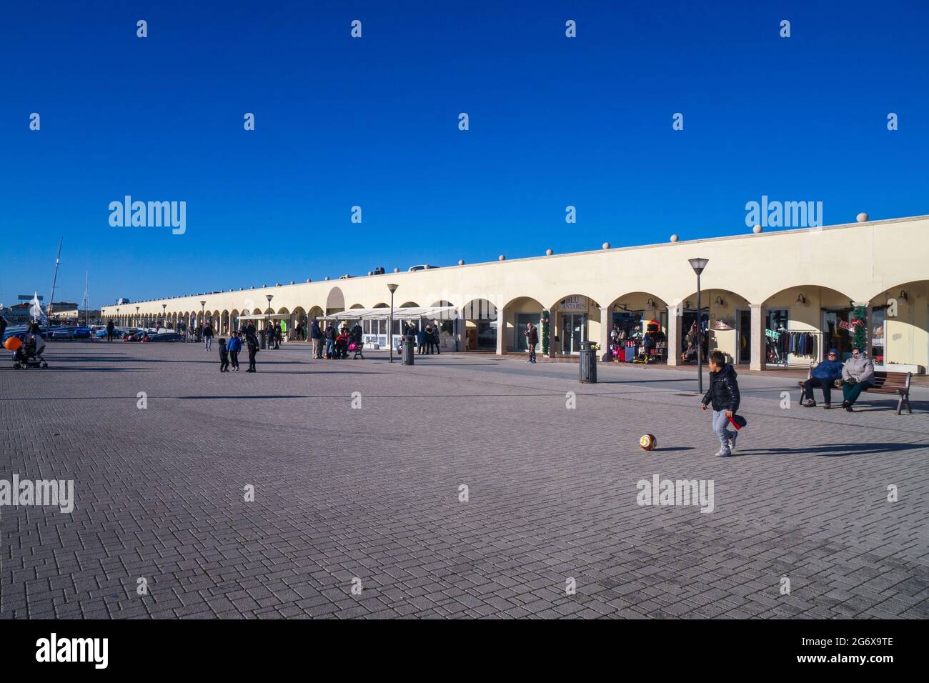OSTIA, ROME, ITALY - JANUARY 10 2020: The modern tourist port of Rome ...