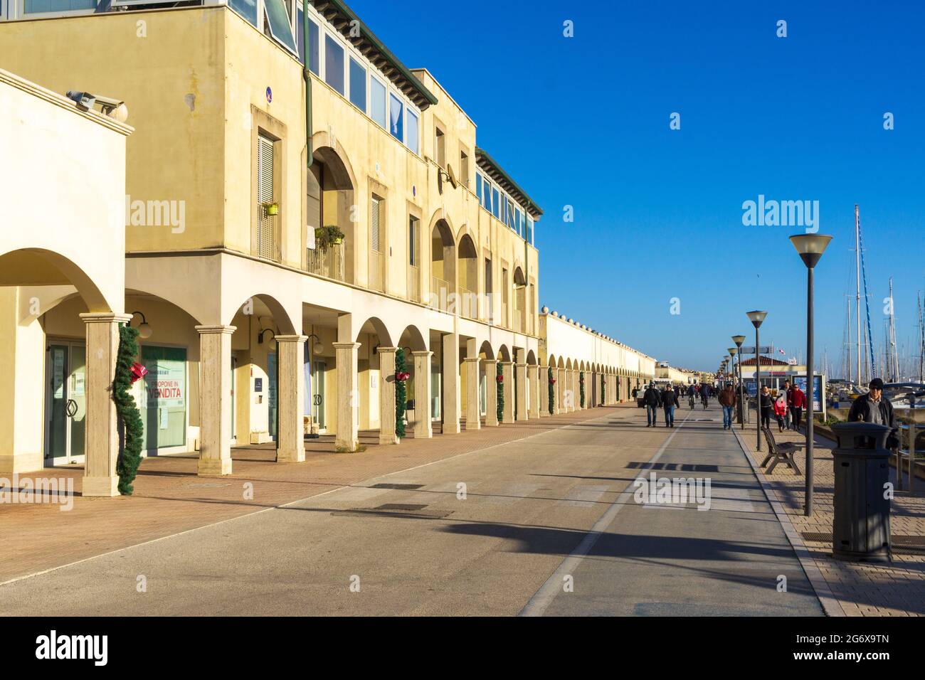 OSTIA, ROME, ITALY - JANUARY 10 2020: The modern tourist port of Rome ...