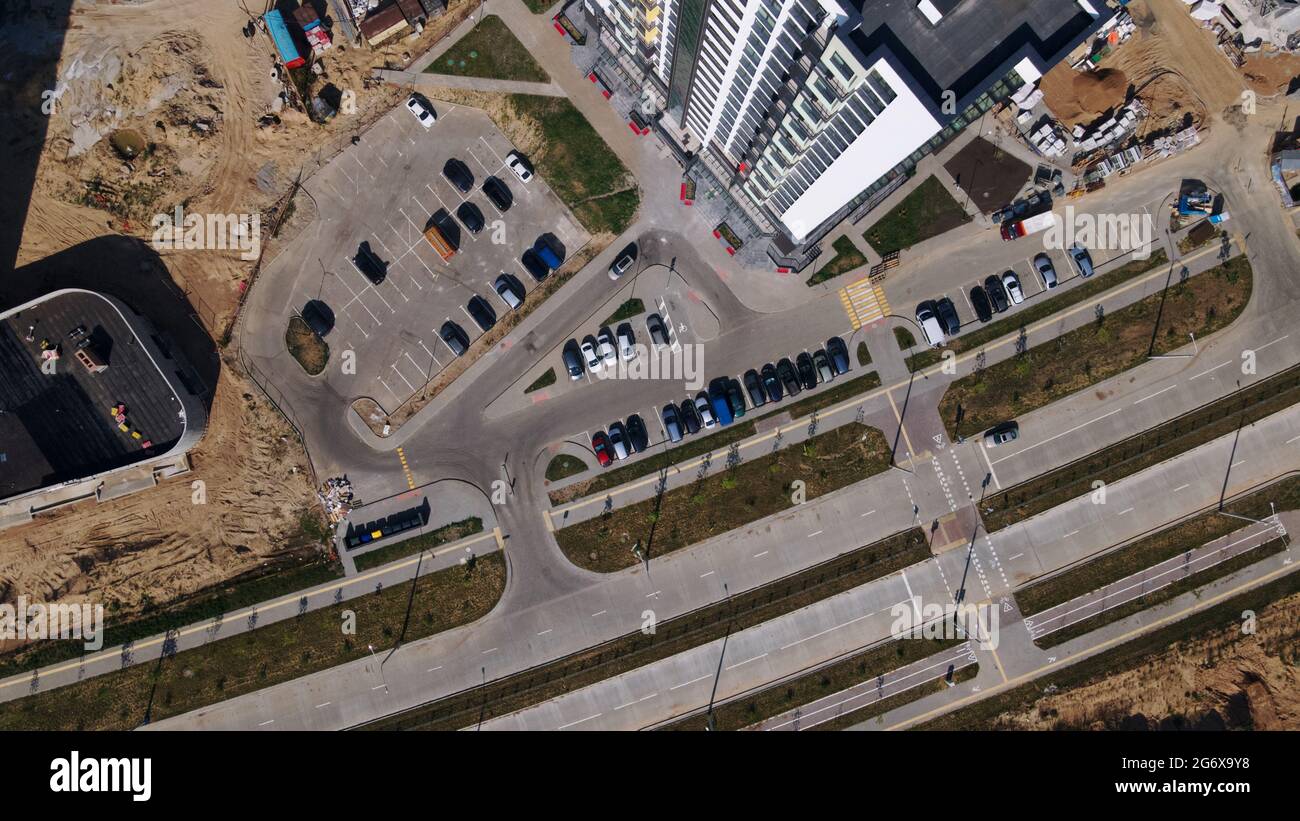 Modern urban development. Construction site with multi-storey buildings ...