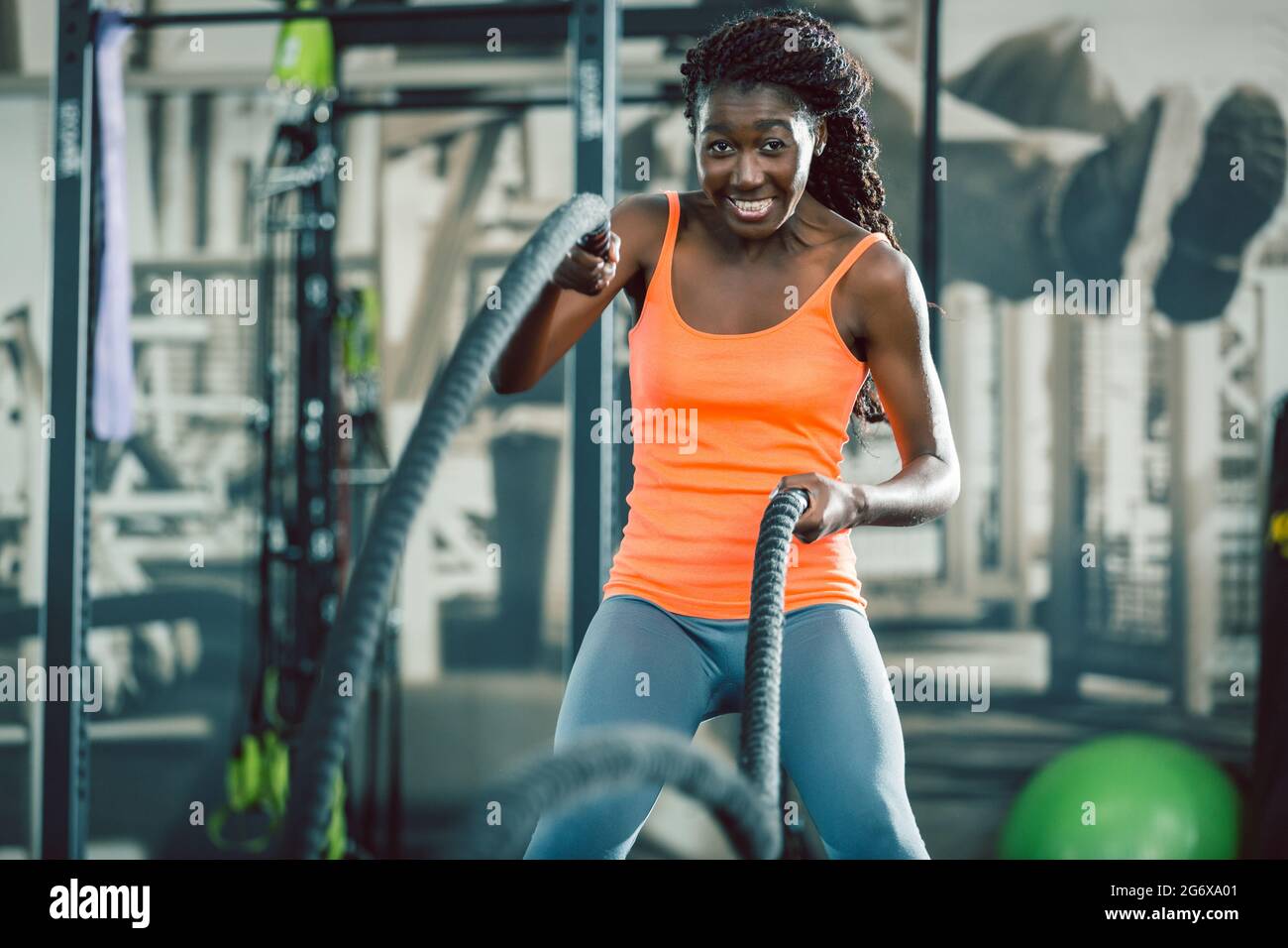 Workout battle ropes african american hi-res stock photography and ...