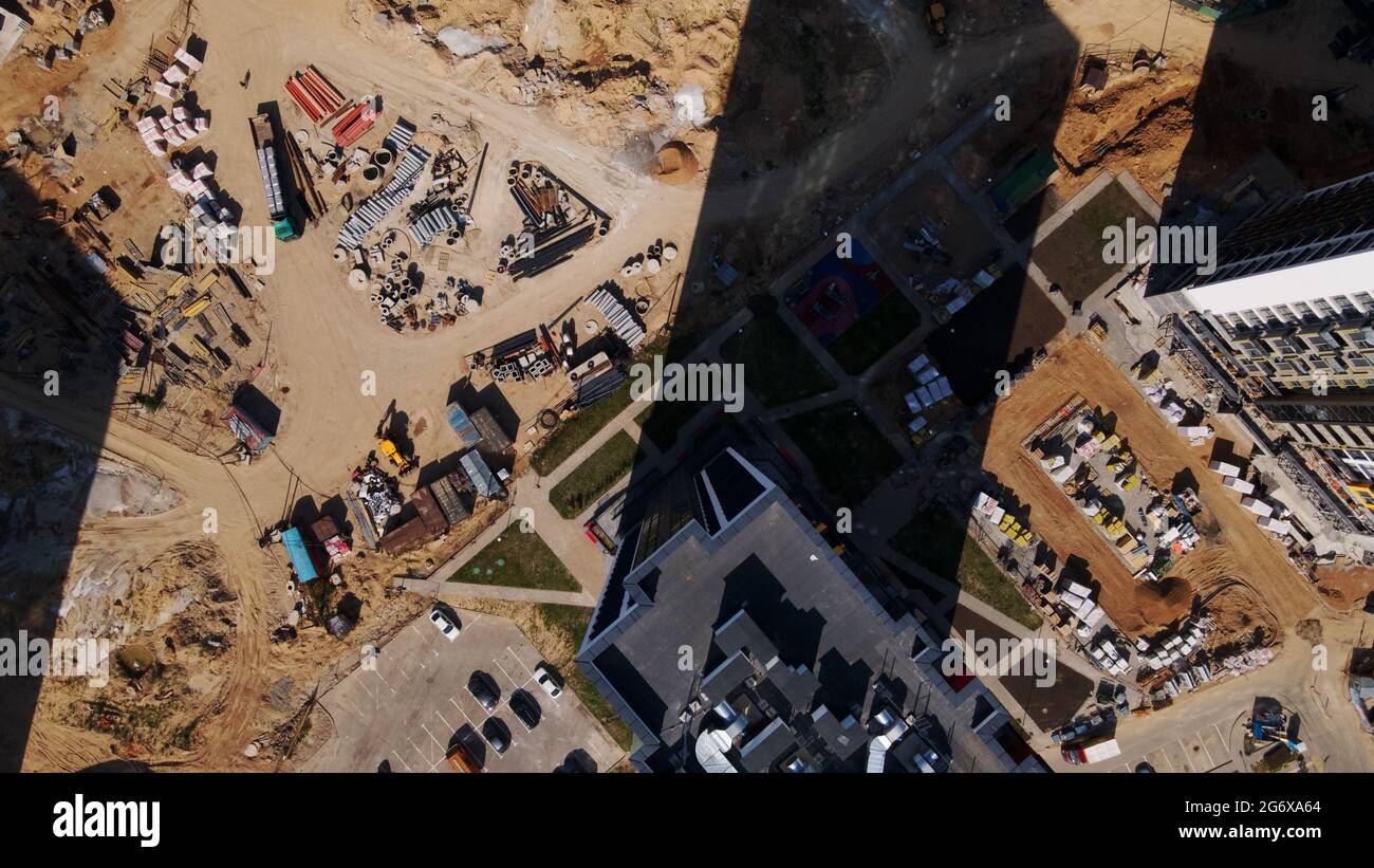 Modern urban development. Construction site with multi-storey buildings ...