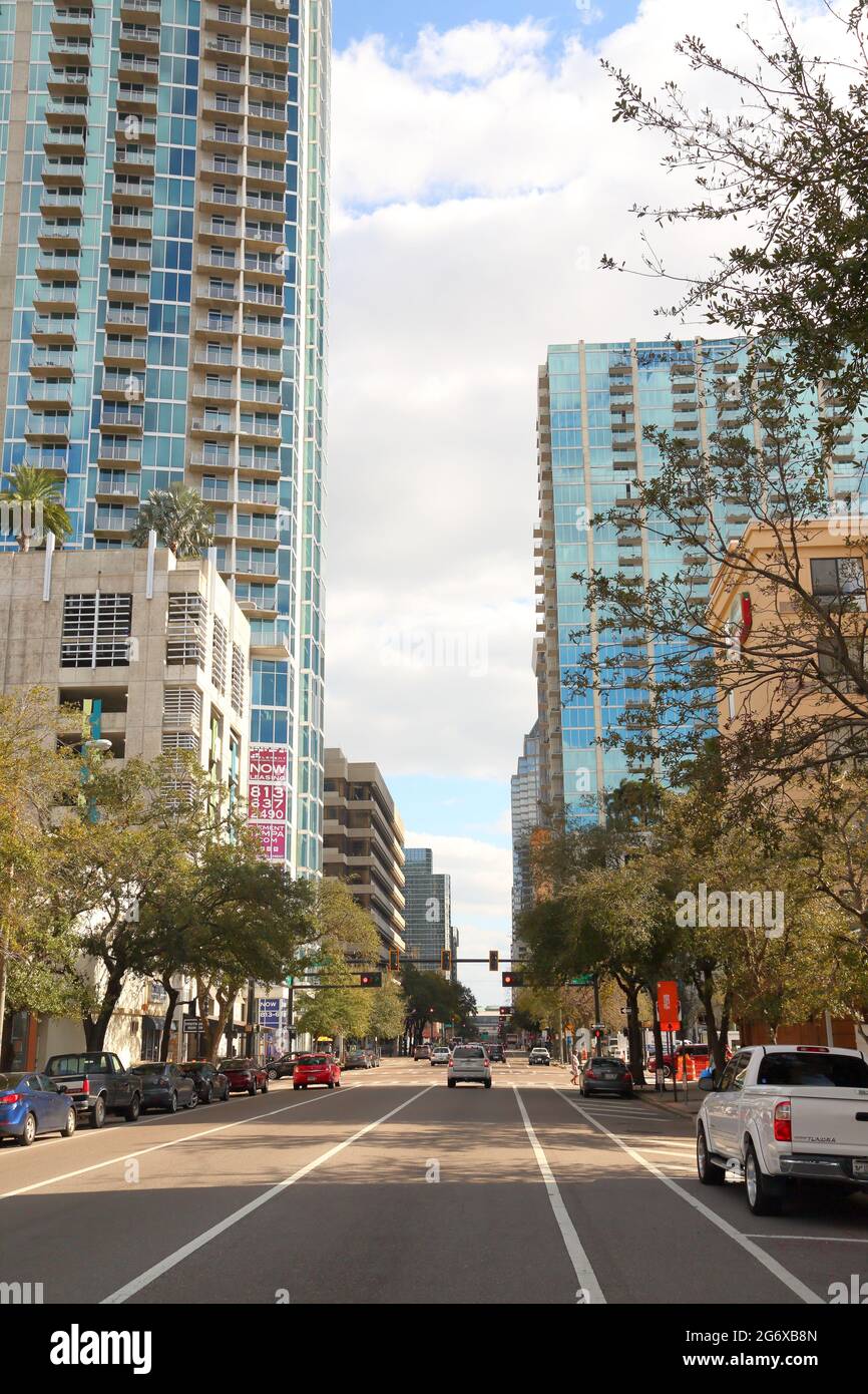 View of North Tampa Street in downtown Tampa, Florida, USA Stock Photo ...
