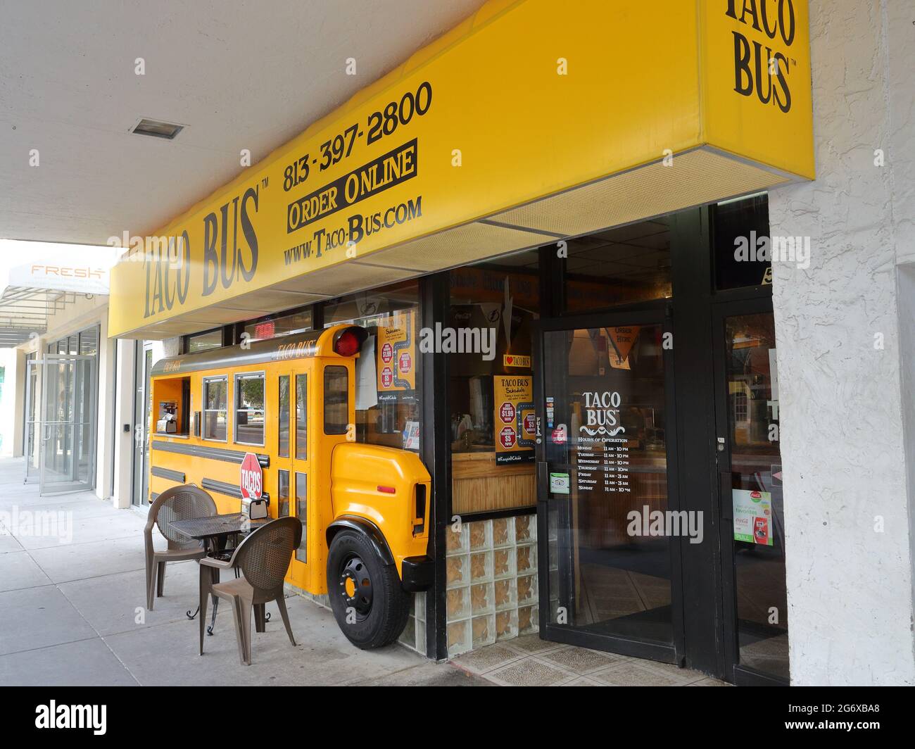 Mexican snack bar Taco Bus in Tampa, Florida, USA Stock Photo - Alamy