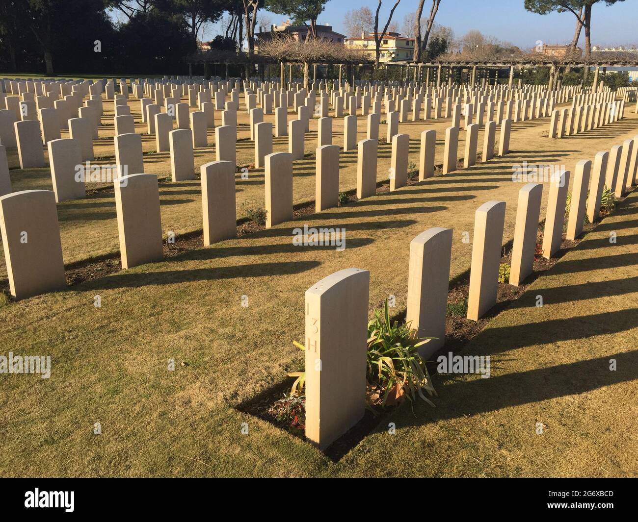 ANZIO, ROME, ITALY - JANUARY 23, 2020: lines of graves in Beach Head ...