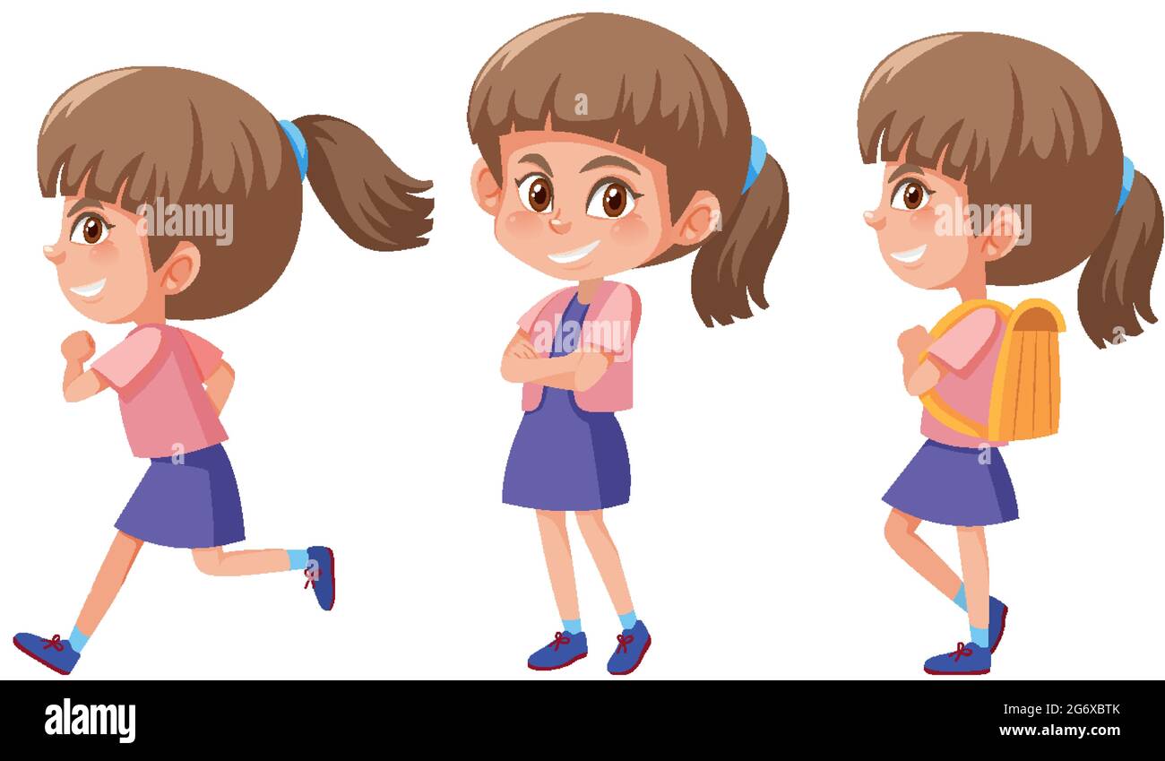 Set of a girl with different positions illustration Stock Vector Image ...