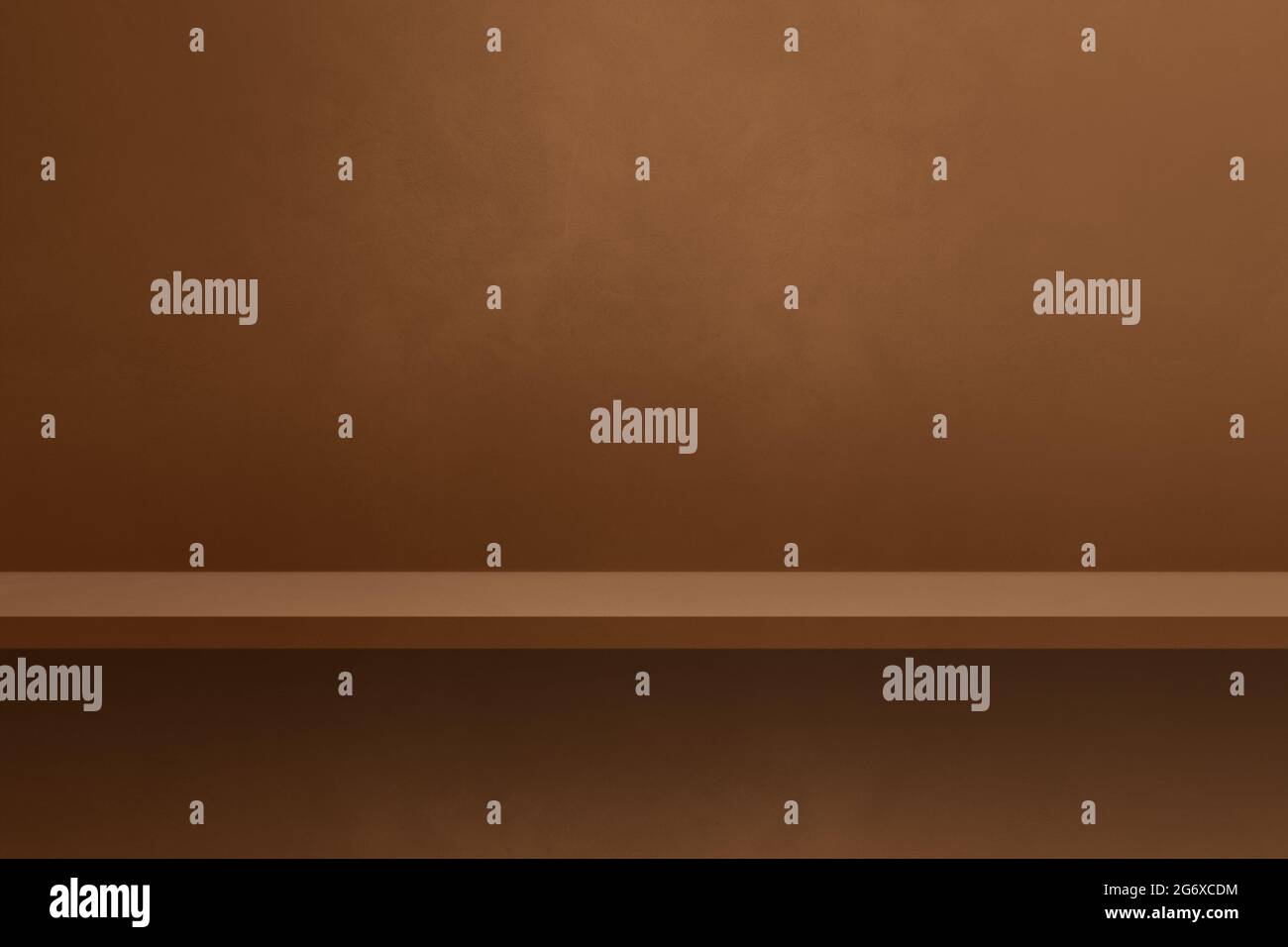 Empty shelf on a brown wall. Background template scene. Horizontal ...