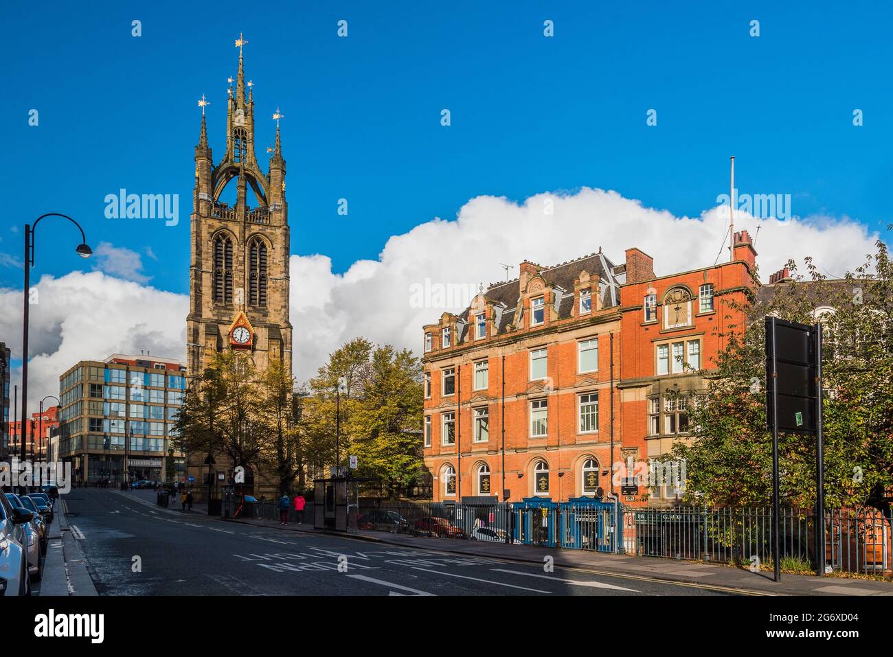 The tower of St Nicholas Cathedral next to St Nicholas' Chambers, an ...