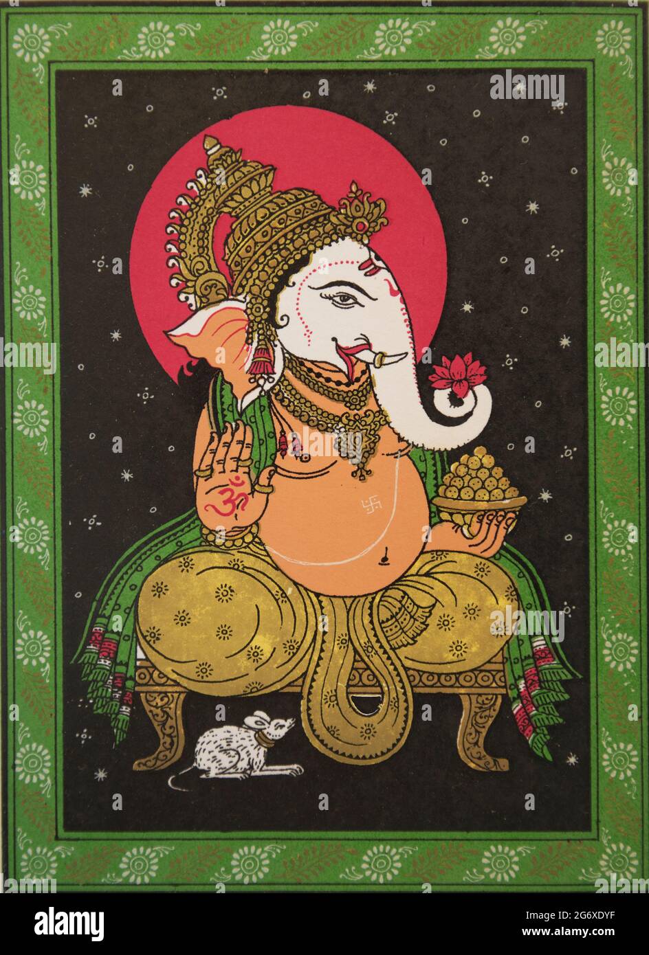 18 April 2021 Vintage Folk Art painting of Lord Ganesha Odisha India ...