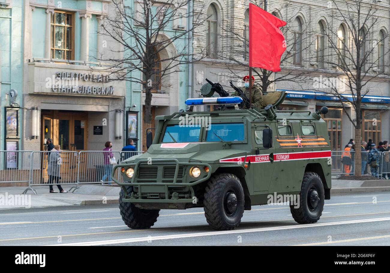 April 30, 2021 Moscow, Russia. Tiger armored car of the Russian ...