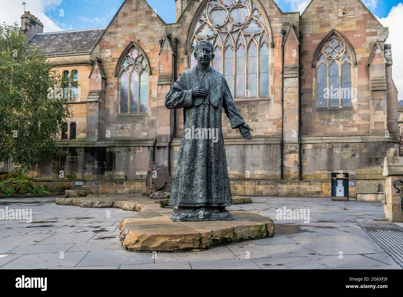 Nigel Boonham's 2002 statue of the late Cardinal Basil Hume outside St ...