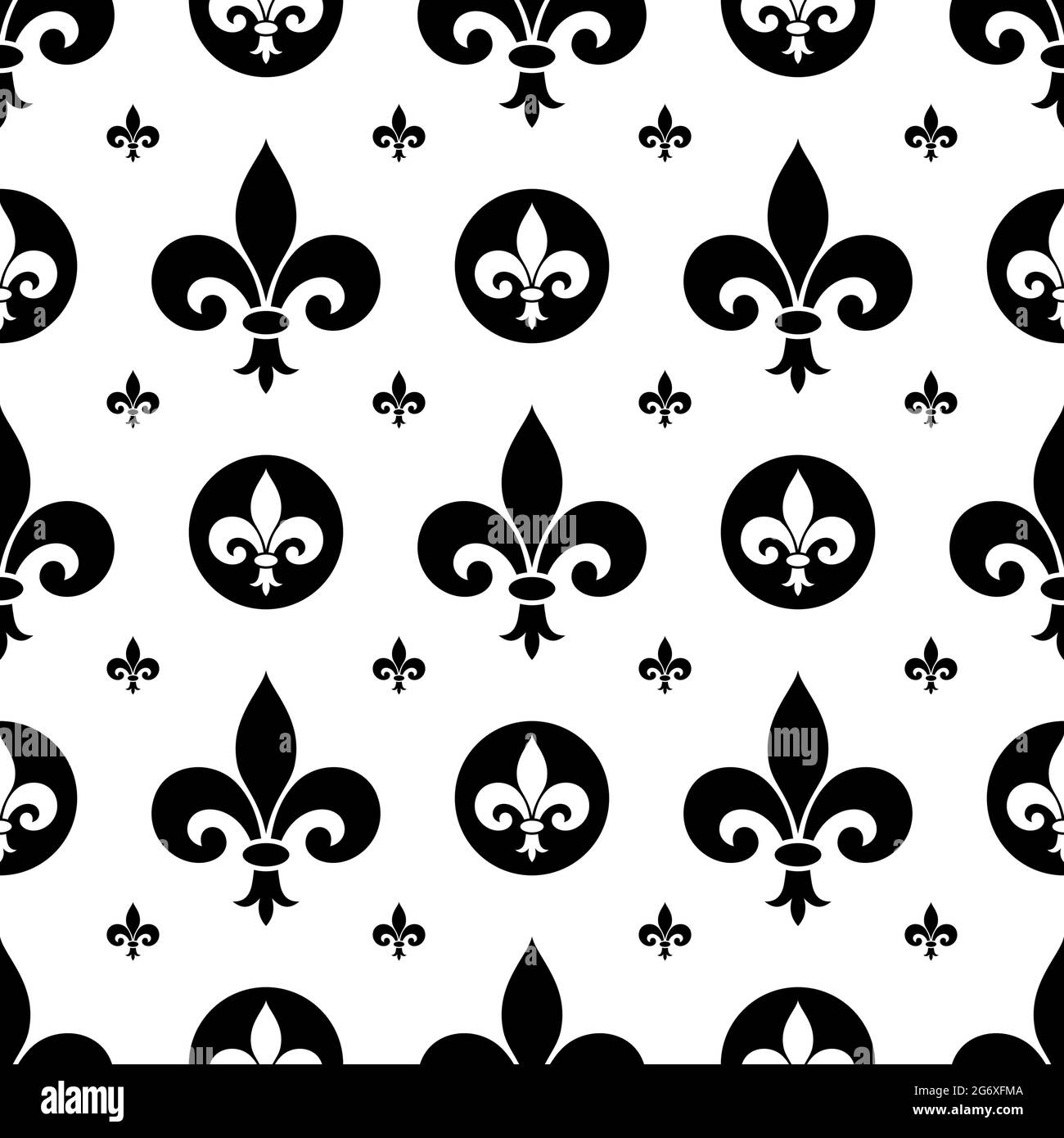 Seamless Black and white Fleur-de-lis symbols as vector Stock Vector ...