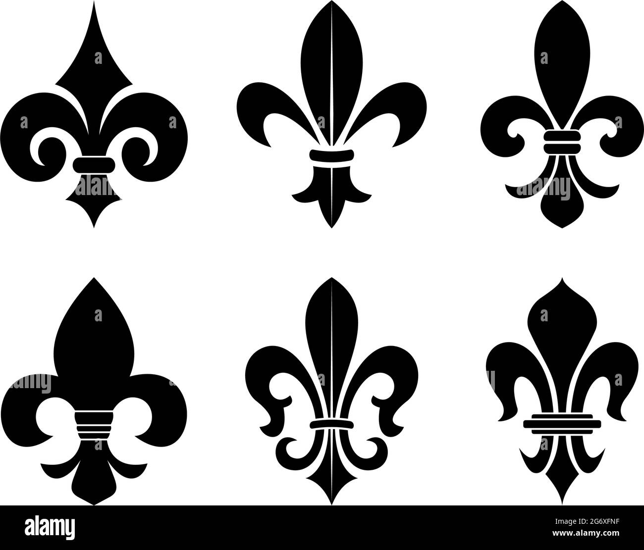 Lily flower symbol in different variations on a white isolated ...