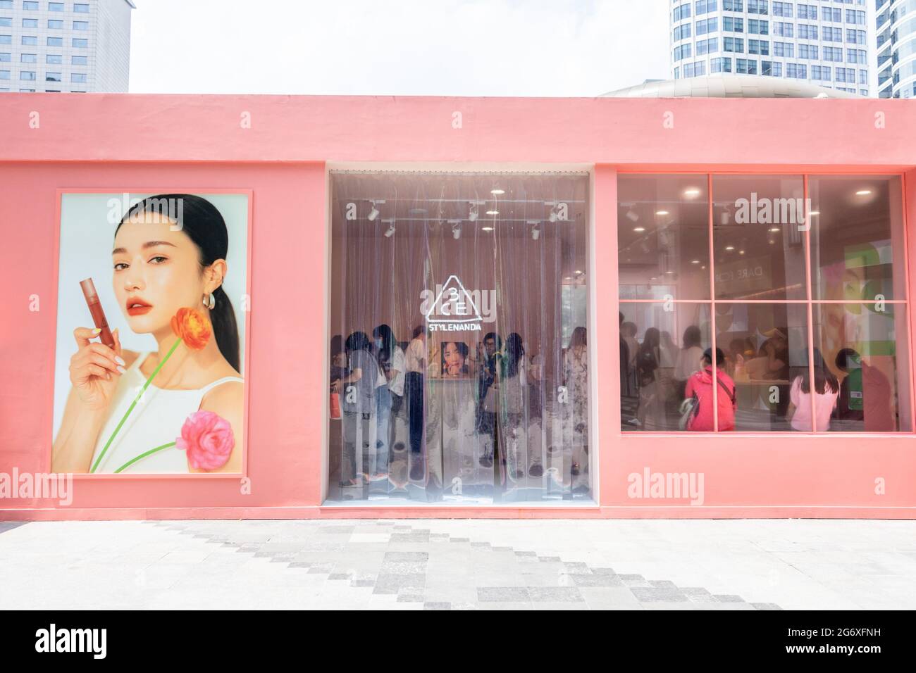 SHANGHAI, CHINA - JULY 9, 2021 - Many beautiful women at the scene of ...