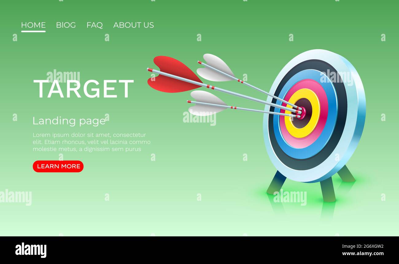 Target landing page, banner business 3d icon. Vector illustration Stock ...