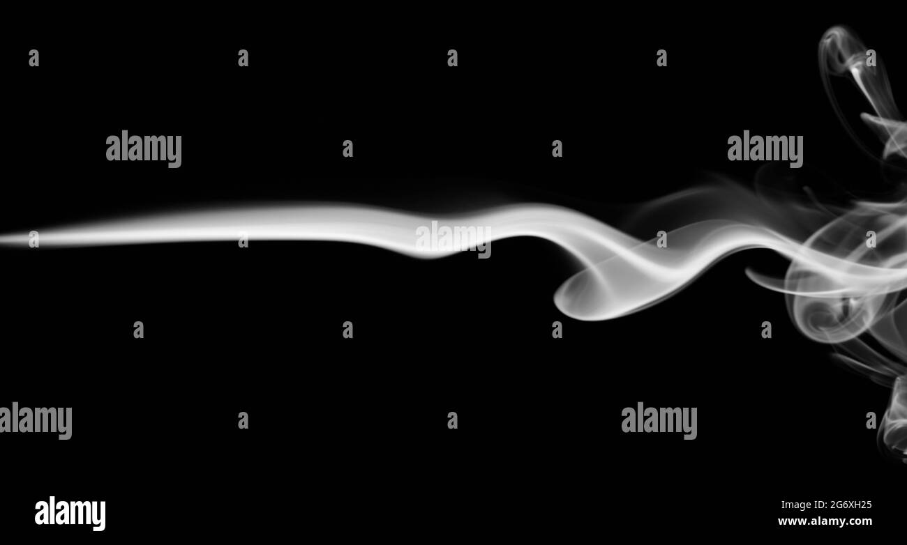 Tiny smoke line white color isolated on black background Stock Photo ...