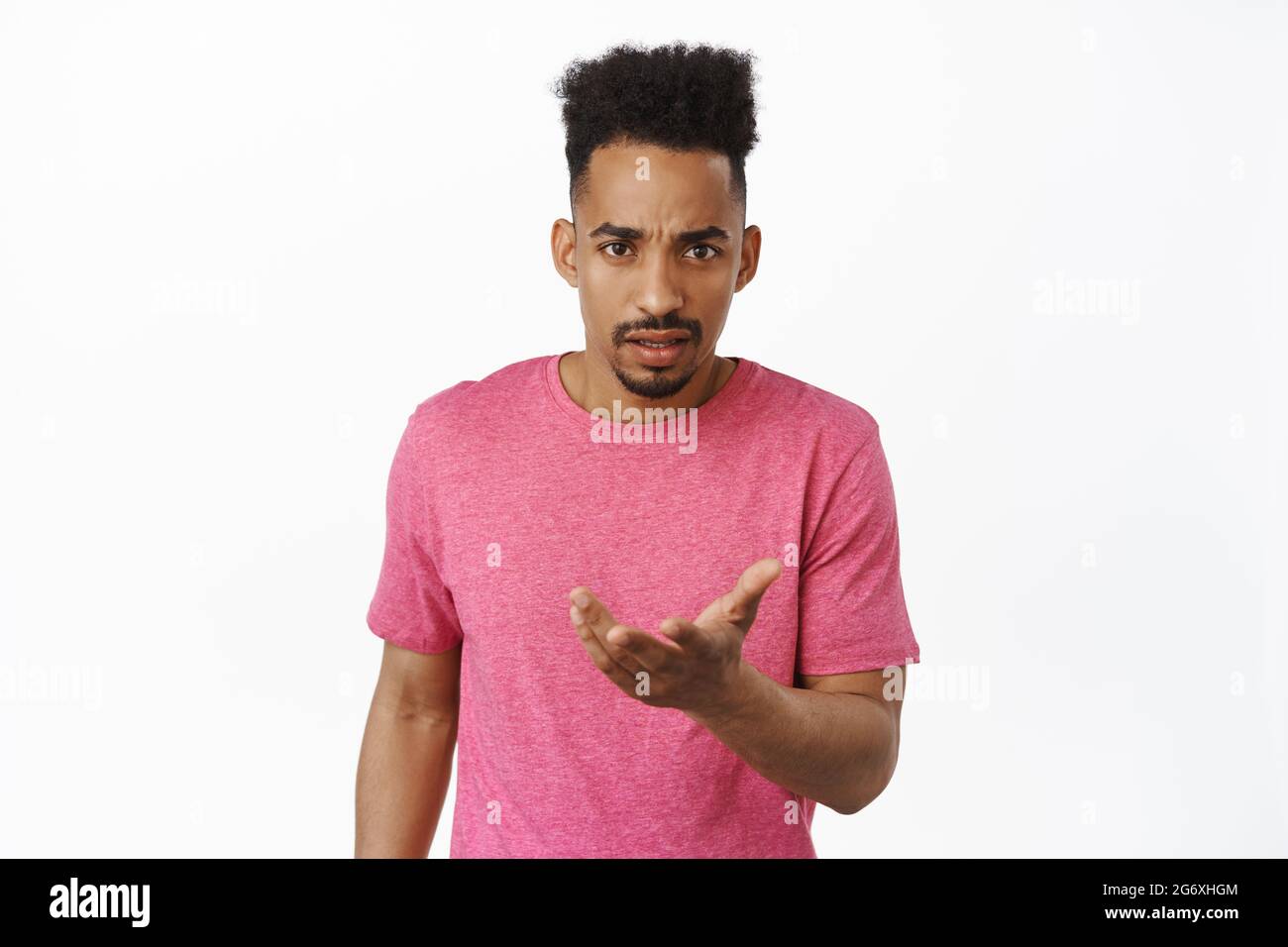 Confused African American Man Pointing Hand At Camera Frowning And