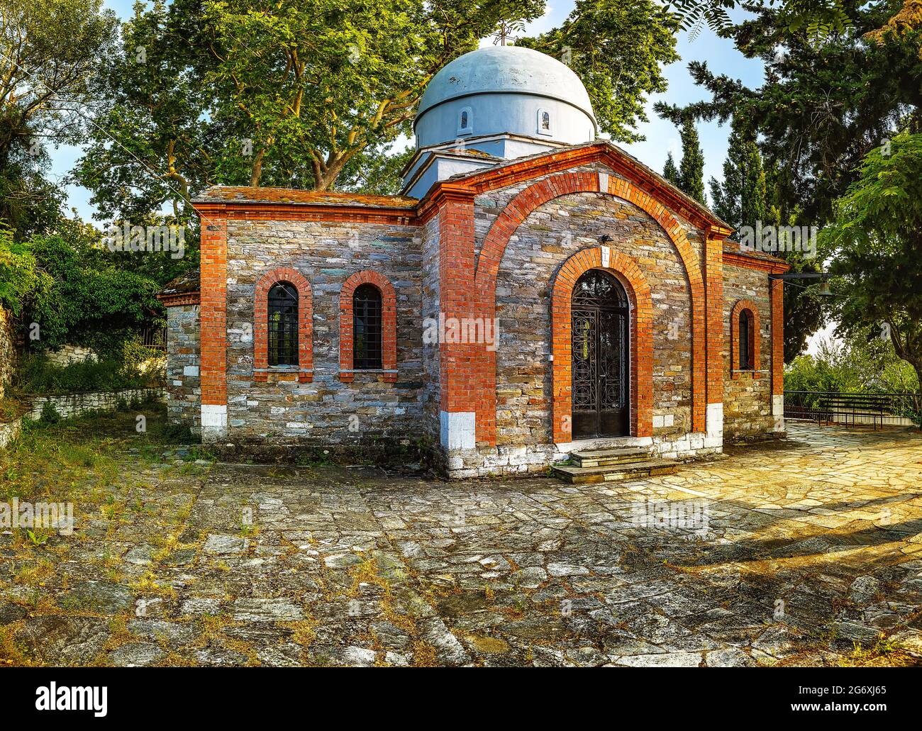 Greek church located at Portaria village in Greece Stock Photo - Alamy