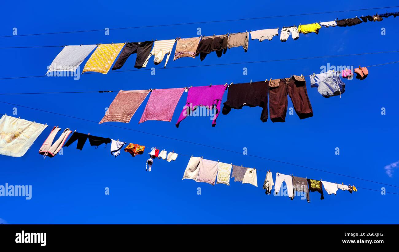 The laundry is drying outside Stock Photo - Alamy