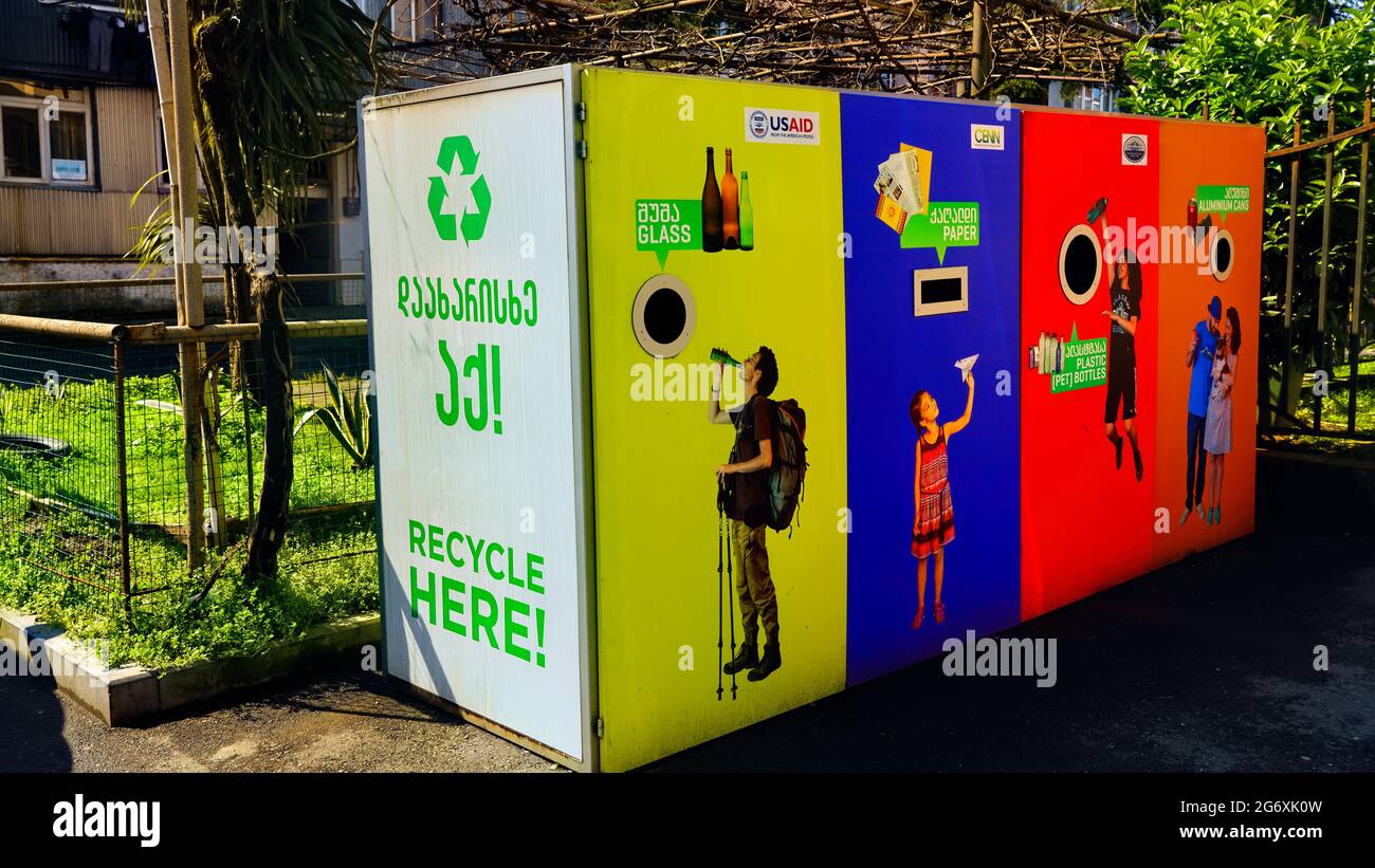 Batumi. Georgia - April 12, 2021: Separate Waste Bins Stock Photo - Alamy