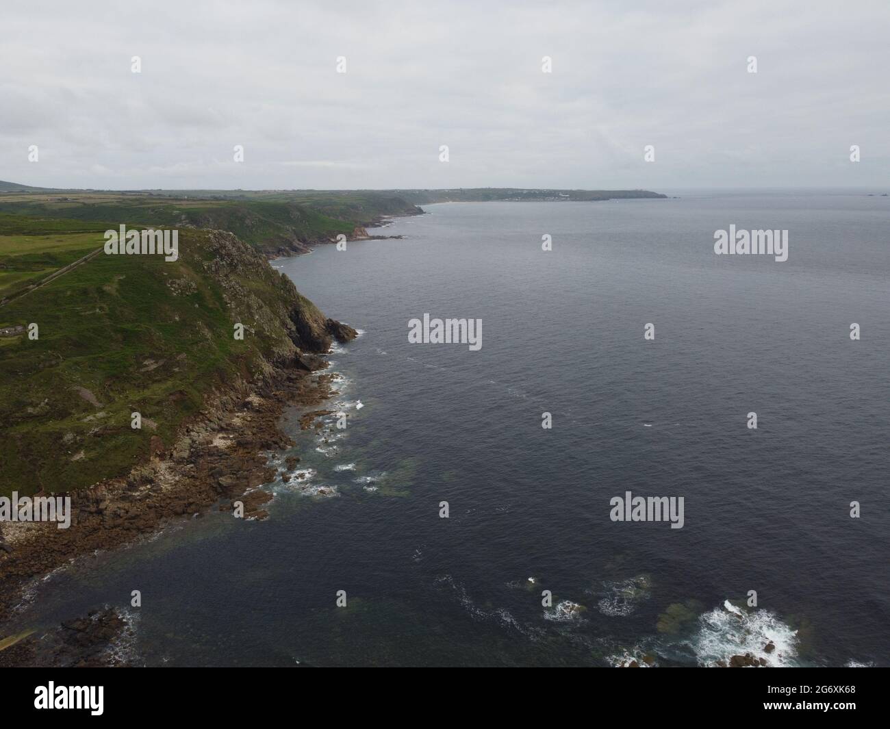 Cape cornwall aerial drone england uk Stock Photo - Alamy