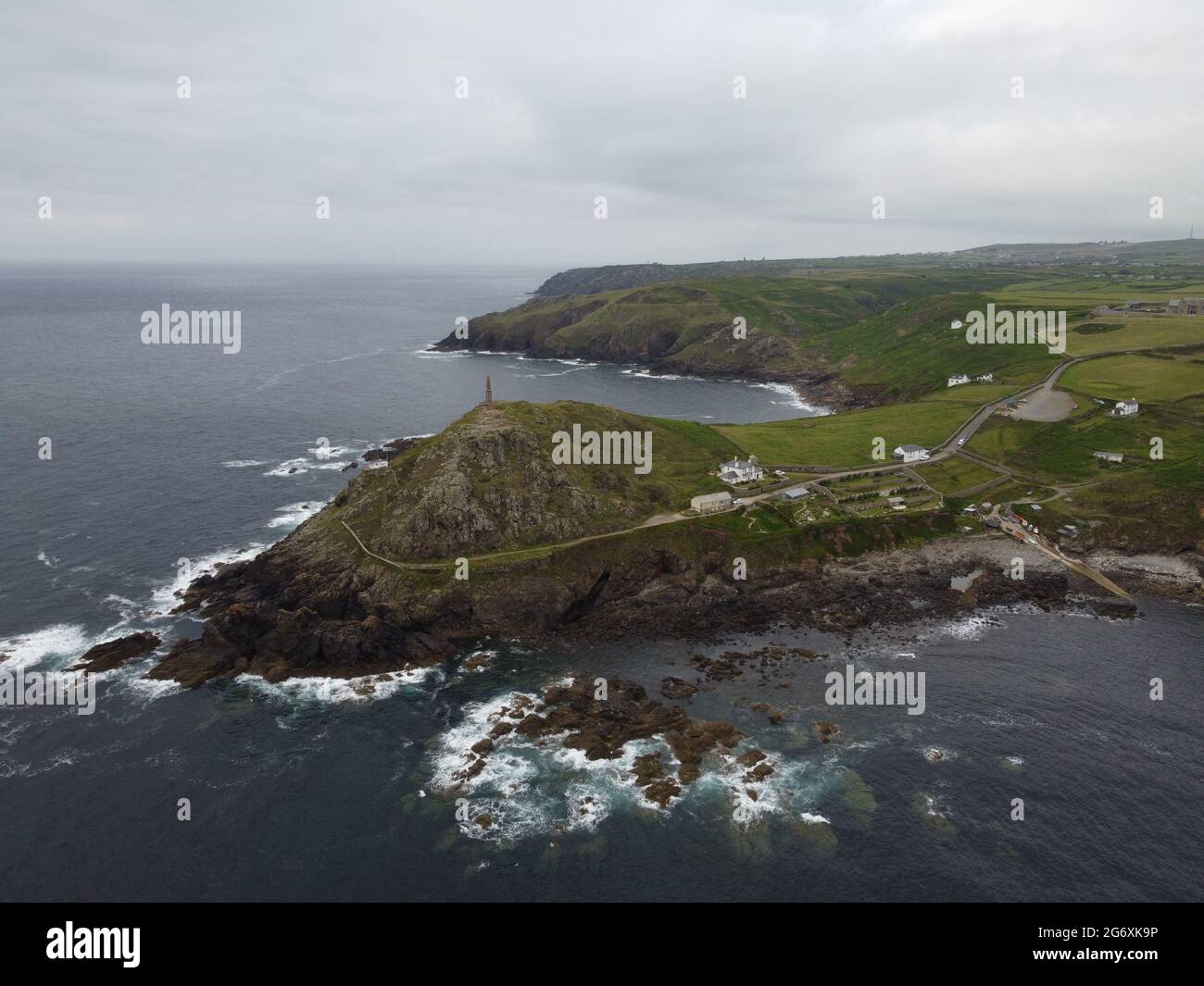 Cape cornwall aerial drone england uk Stock Photo - Alamy