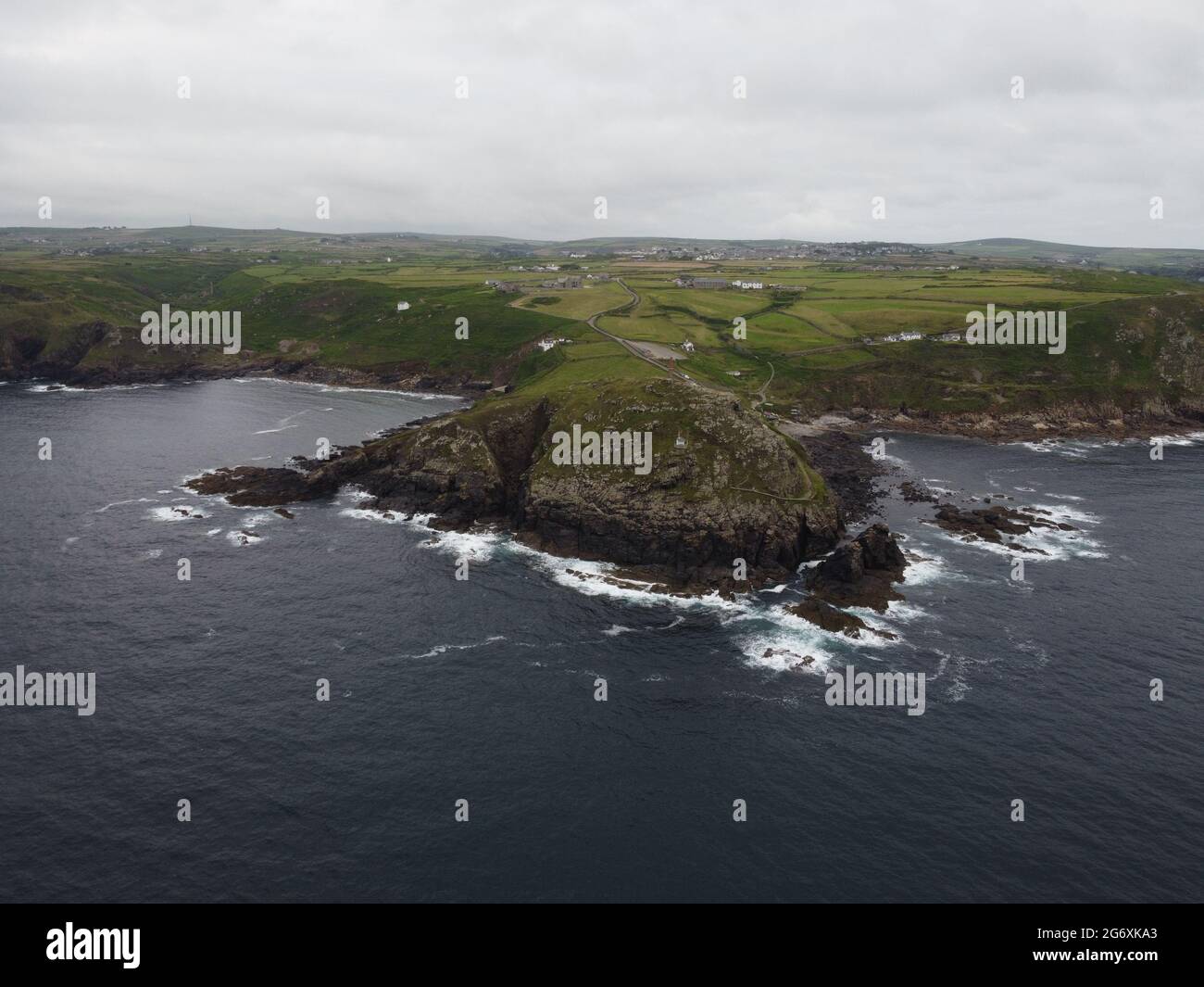 Cape cornwall aerial drone england uk Stock Photo - Alamy