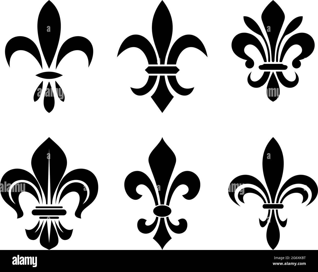 Lily flower symbol in different variations on a white isolated ...